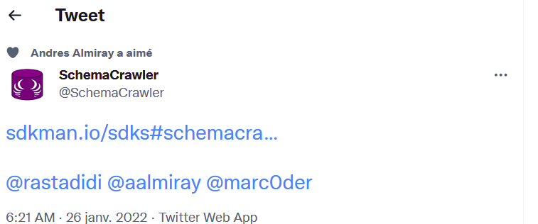 Add schemacrawler to SDKMAN! · Issue #563 · schemacrawler/SchemaCrawler · GitHub