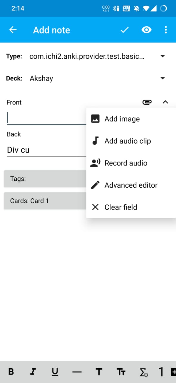 Card Template Editor/Browser Appearance: "Insert Field" Context Menu ...