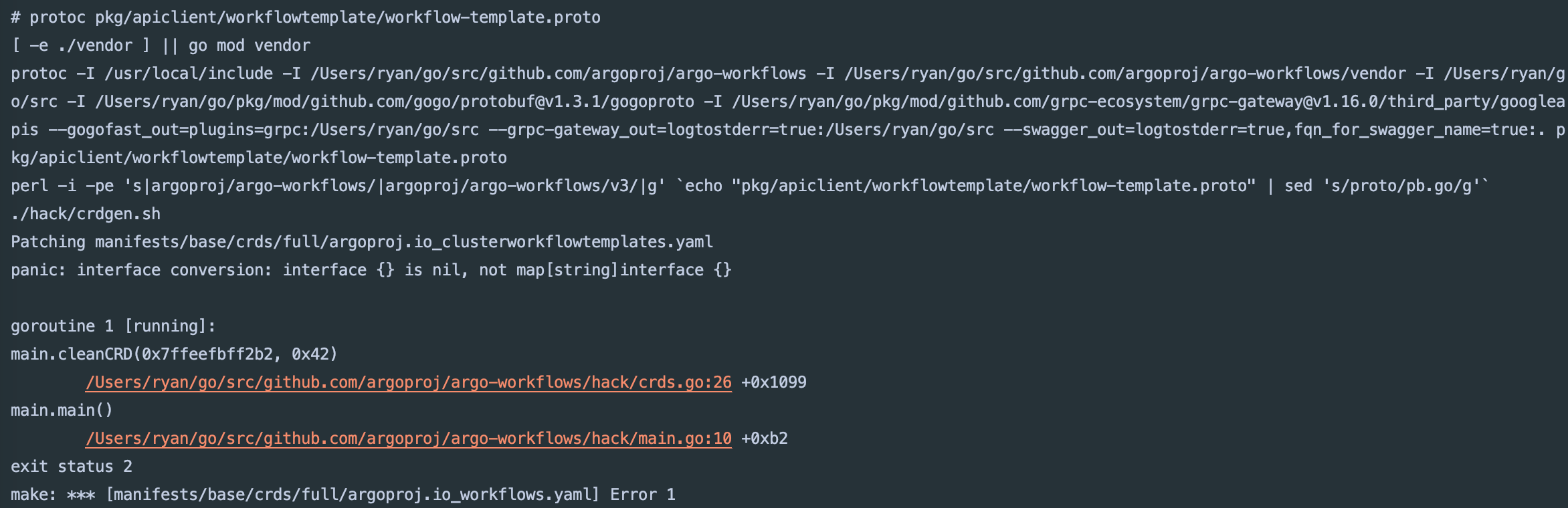 make codegen failed · Issue #5532 · argoproj/argo-workflows · GitHub