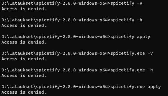 [BUG] Spicetify 2.8.0 - Access denied · Issue #1256 · spicetify/cli · GitHub