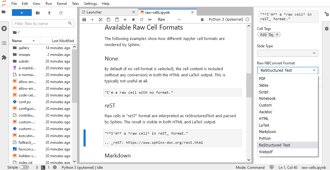 Add to documentation of how to add raw cells with ReST in JupyterLab · Issue #625 · spatialaudio ...