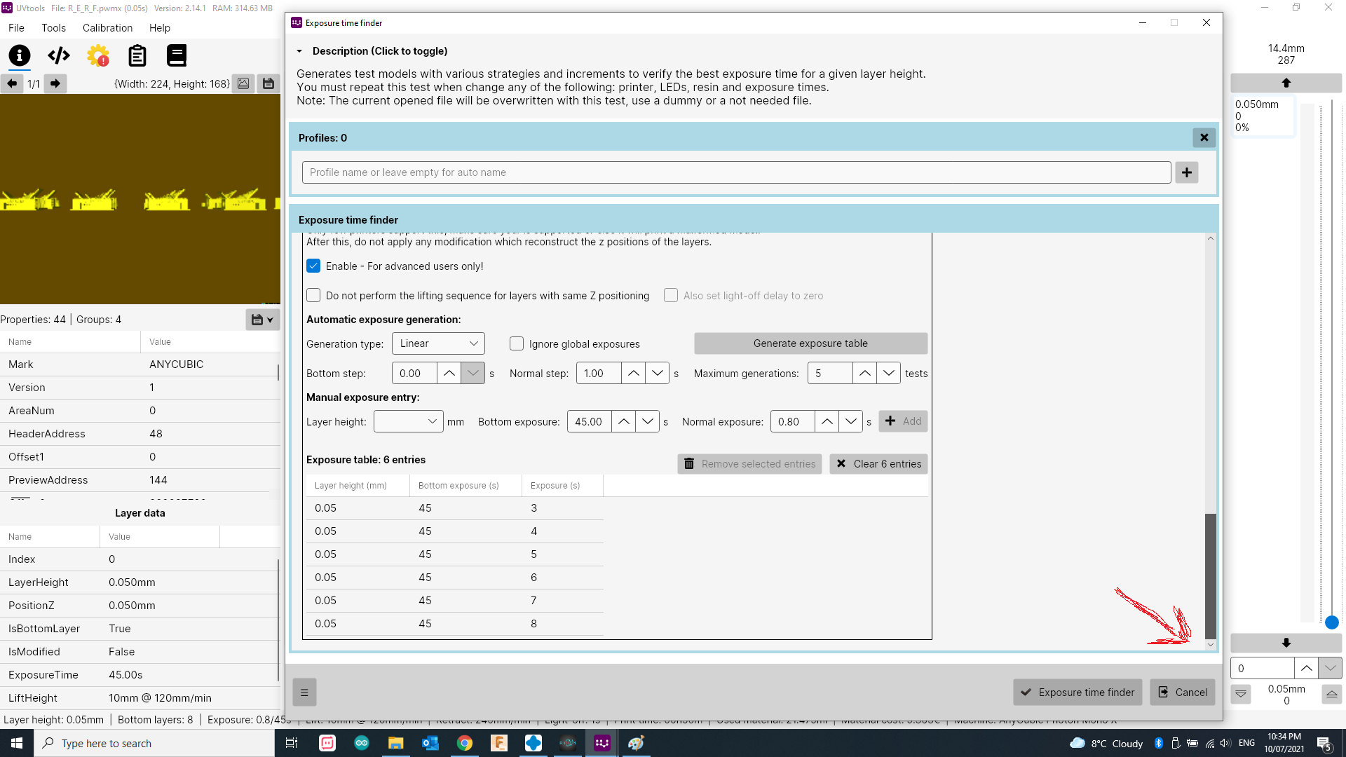 [BUG] Exposure time finder: Error when using 'Pattern loaded model' · Issue #239 · sn4k3/UVtools ...