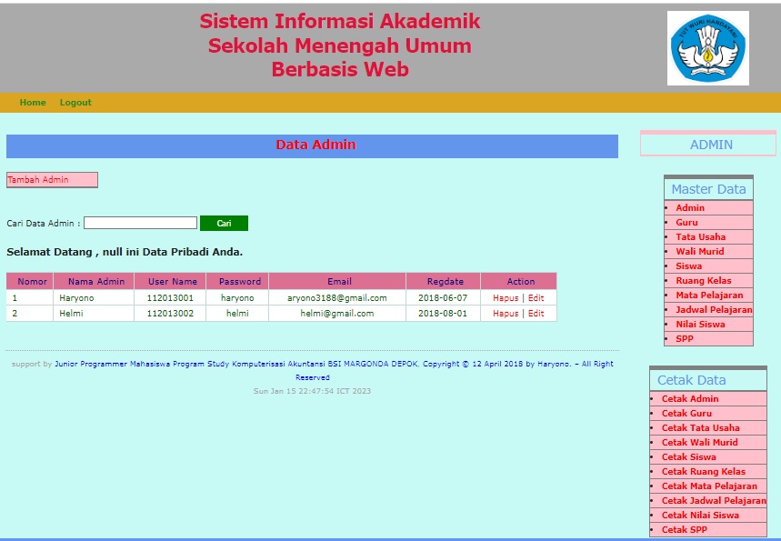 Github Aryono3188siakad Smu Web Dengan Java Netbeans Membuat Sistem Informasi Akademik