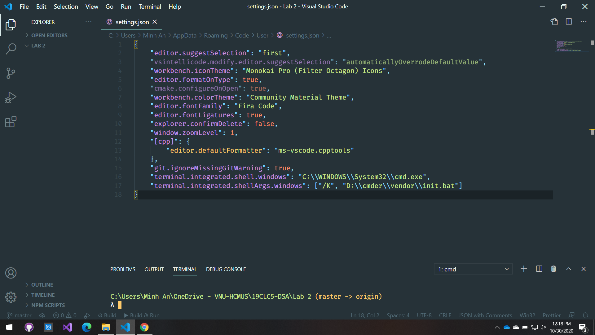 Error when compiling g++ in VSCode ( integrate ) · Issue #2411 · cmderdev/cmder · GitHub