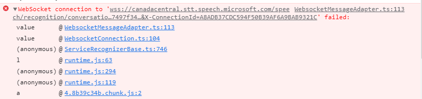 Websocket Connection Failed · Issue 579 · Microsoftcognitive Services Speech Sdk Js · Github 