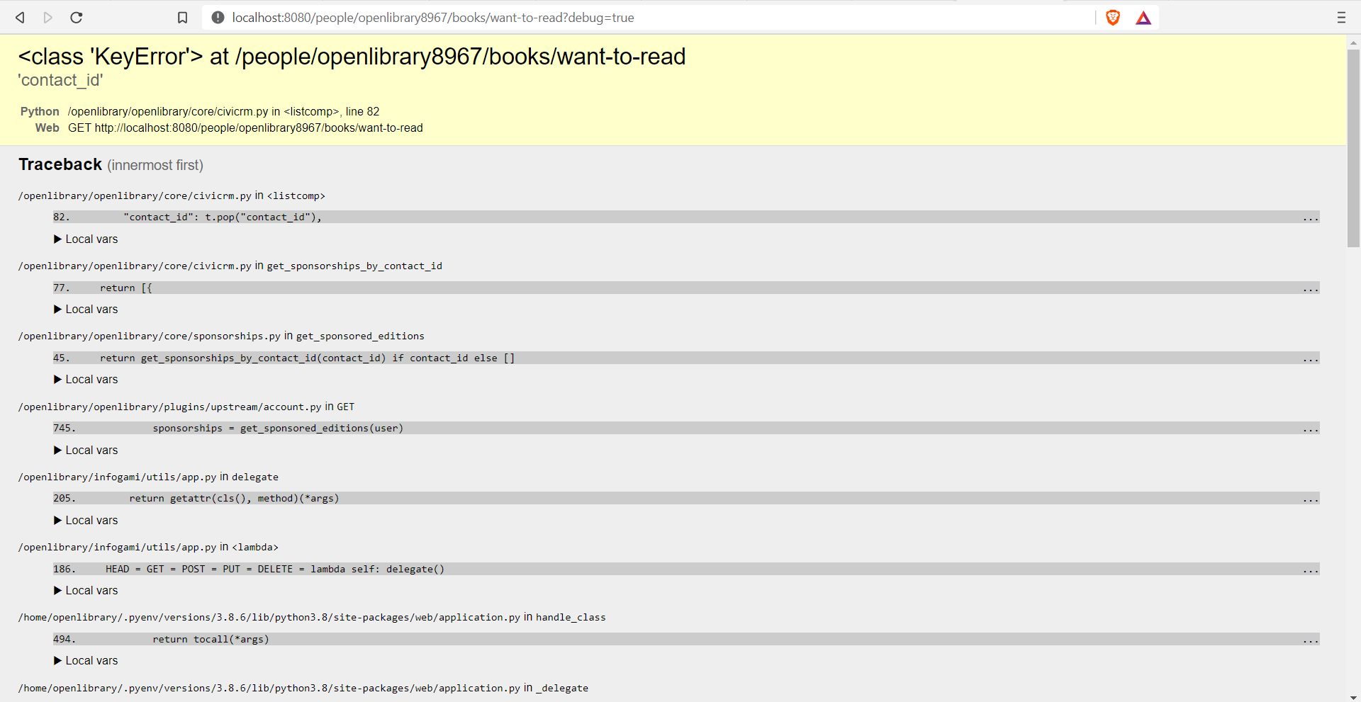 Accessing My Reading Logs in development version gives KeyError · Issue #4989 · internetarchive ...