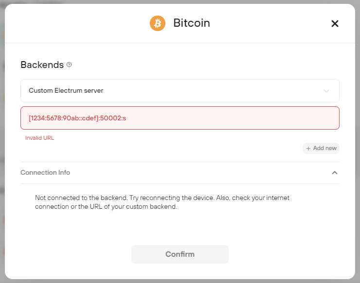 Unable to enter IPv6 address for connection to custom Electrum server · Issue #5798 · trezor ...