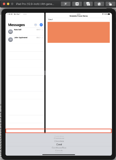 [Bug] [iPad] doneButton in UIPickerView of Picker control displays unexpectedly under Split View ...