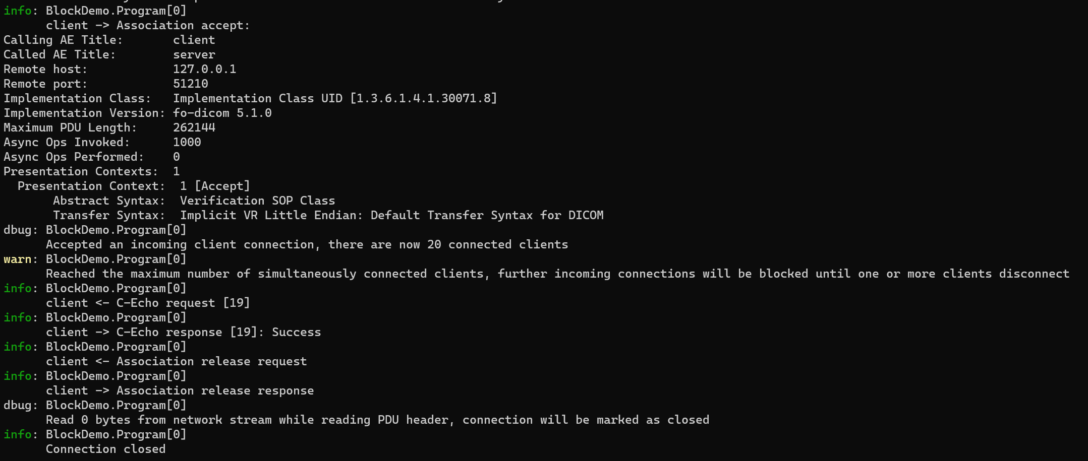 StoreSCP stops accepting requests when using MaxClientsAllowed and a connection/association is ...