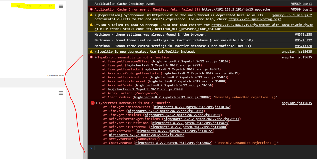 Graphs not showing: typeError moment.tz is not a function · Issue #51 · domoticz/Machinon · GitHub