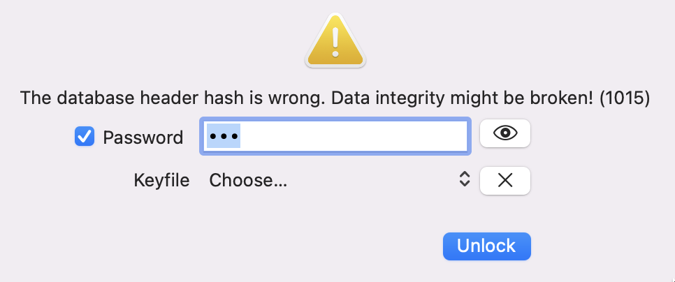 Wrong DB password error message incorrect when using Argon2/ChaCha · Issue #1260 · MacPass ...