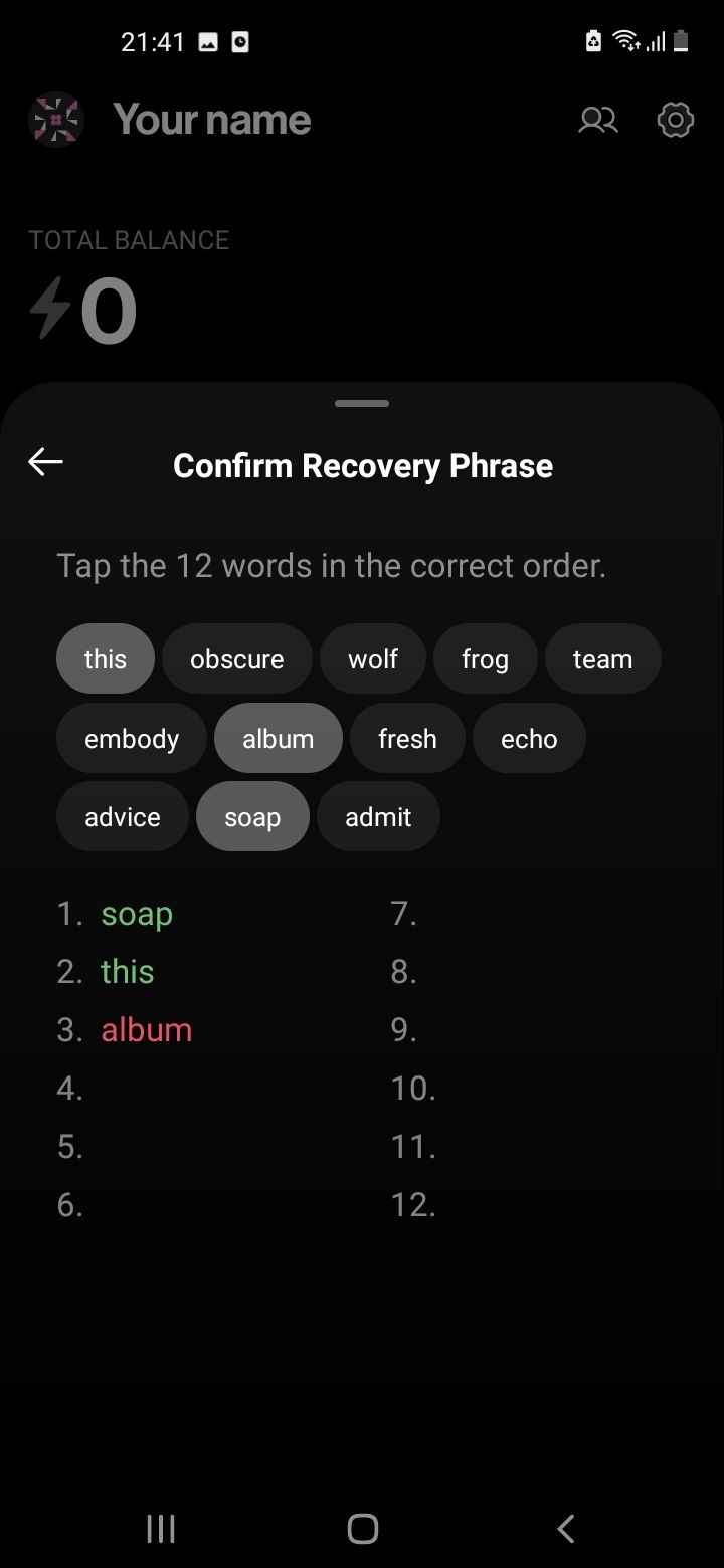 [VDG] Order-checking instead of retyping the recovery words for BIP39 backup confirmation ...