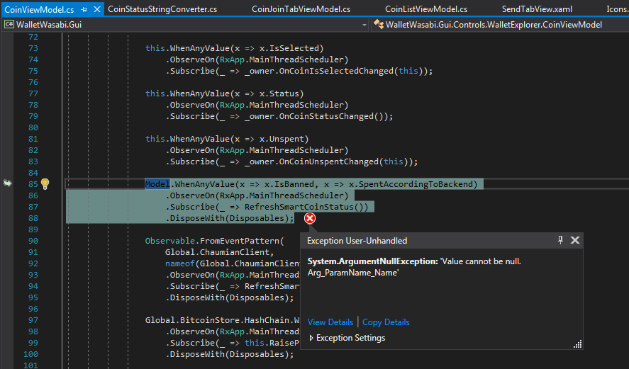 ArgumentNullException · Issue #2536 · WalletWasabi/WalletWasabi · GitHub