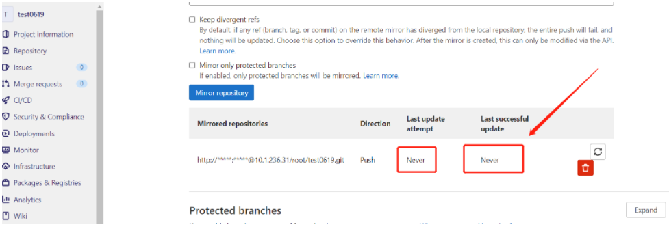 Update Mirroring Repositories has no effect When I called method ProjectApi. createRemoteMirror ...