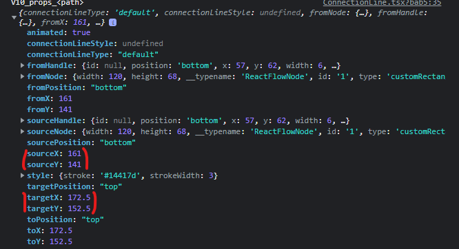 Props that are generated when you start dragging new connection are missing for in react flow ...