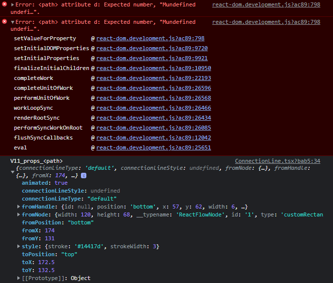 Props That Are Generated When You Start Dragging New Connection Are Missing For In React Flow