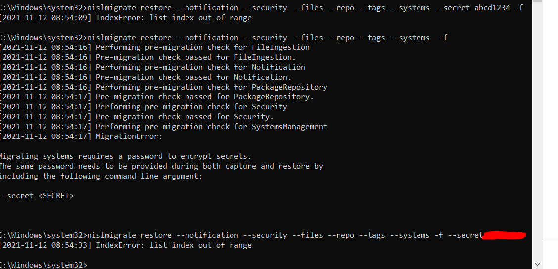 restore --secret produces out of range error · Issue #136 · ni/NI-SystemLink-Migration · GitHub