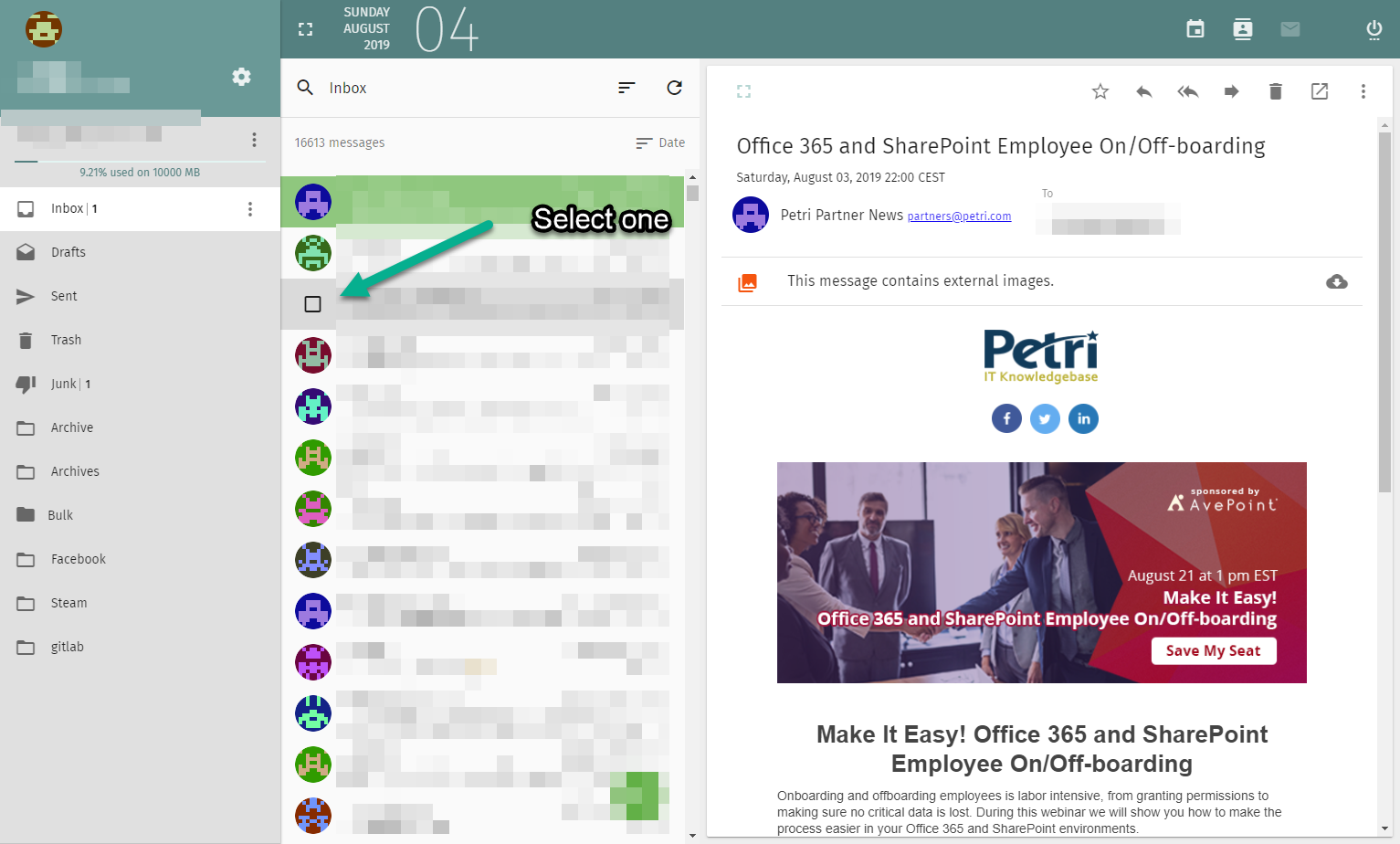 SOGo Select all Mails for Deletion · Issue #2832 · mailcow/mailcow-dockerized · GitHub