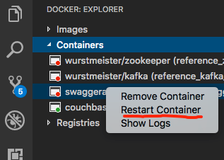 Shows restart option for a stopped container · Issue #321 · microsoft/vscode-docker · GitHub