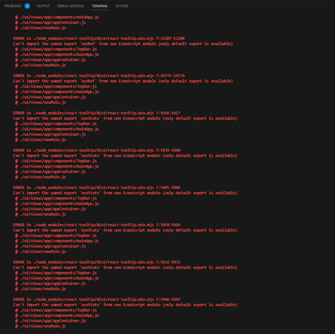 After updating react-tooltip package version from "4.2.21" to "5.19.0" it throws many mjs errors ...