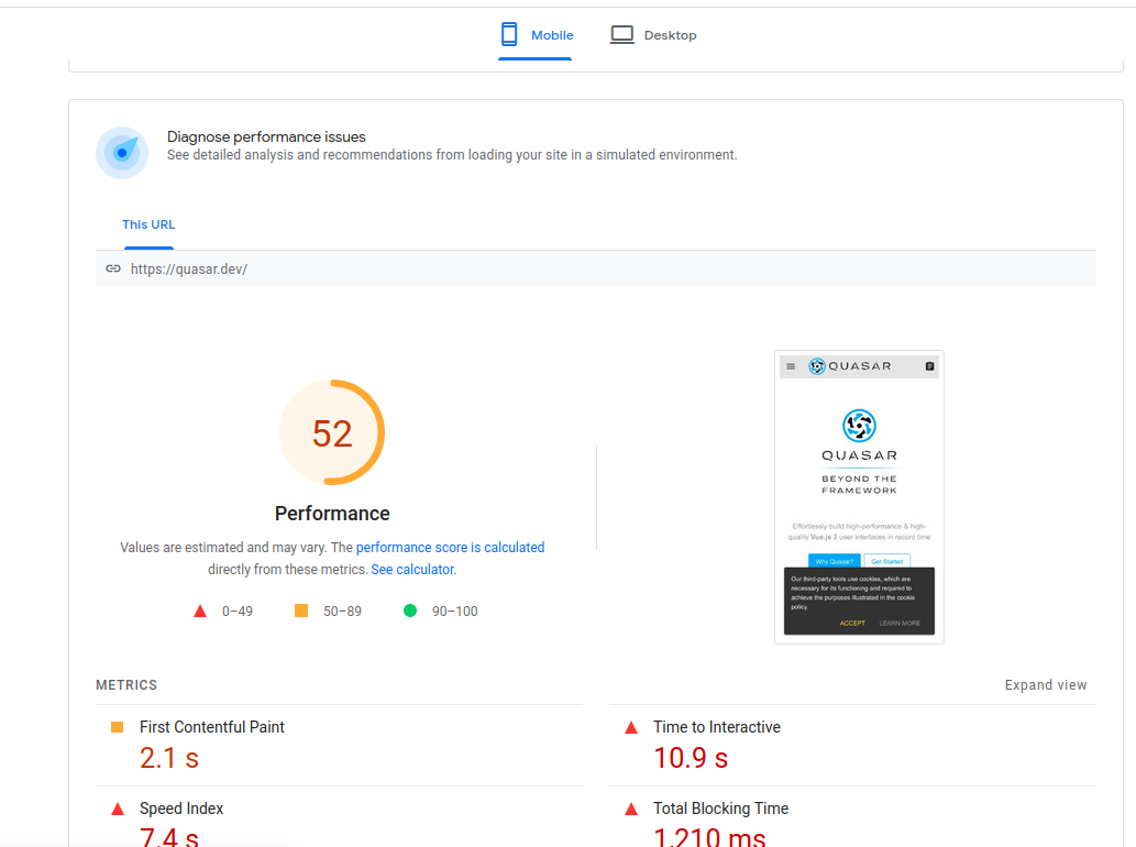 Quasar.dev website is not very fast · quasarframework quasar ...
