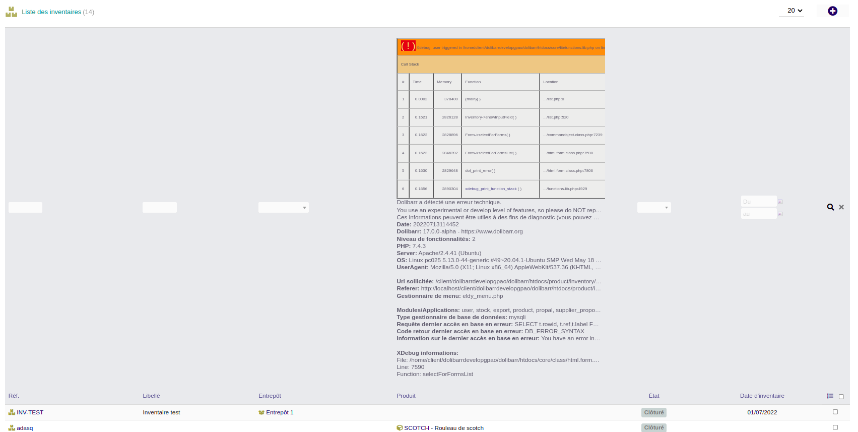 Bug : Product Filter in Inventory List · Issue #21504 · Dolibarr/dolibarr · GitHub
