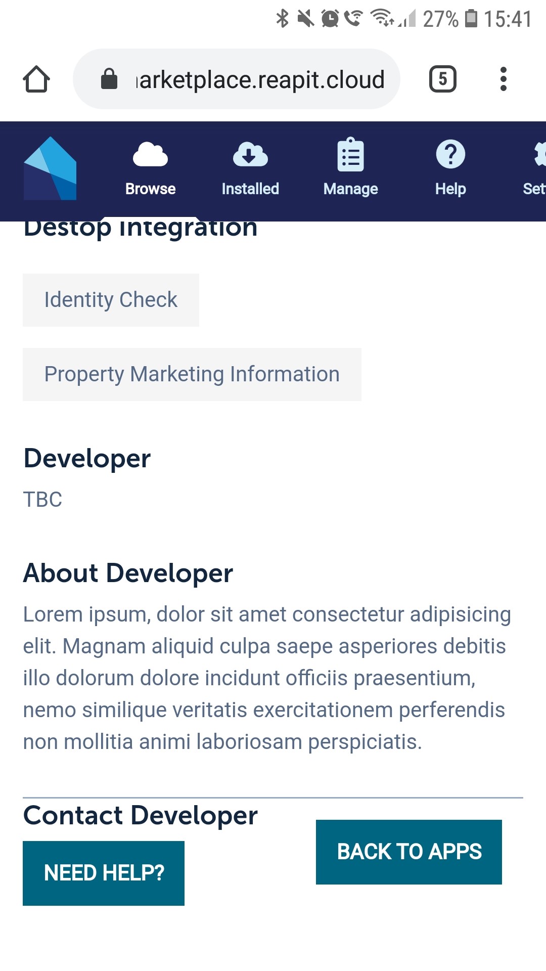 Contact Developer Should Be Above Back To Apps · Issue 1499 · Reapit Foundations · Github