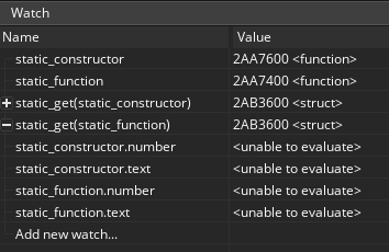 Debugger: static properties of func/ctor cannot be previewed in any way · Issue #2170 ...
