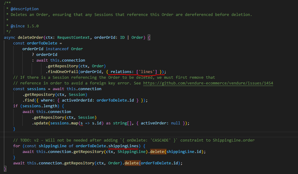 Orders Deleteorder Method Malfunction · Issue 1750 · Vendure Ecommercevendure · Github 