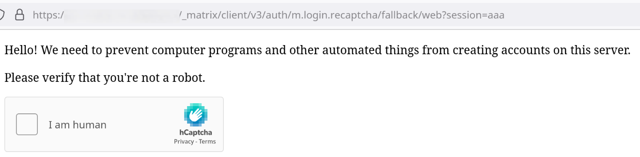 hcaptcha fails with "Invalid site key" · Issue #2878 · matrix-org/dendrite · GitHub