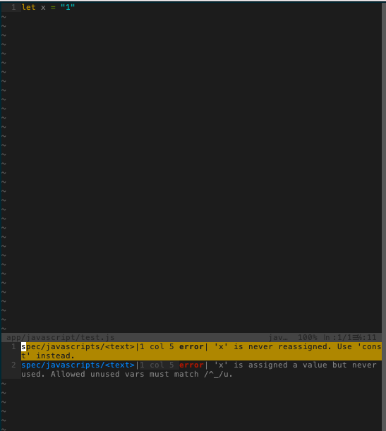 eslint does not show linting errors (rubocop does show) · Issue #2537 · neomake/neomake · GitHub