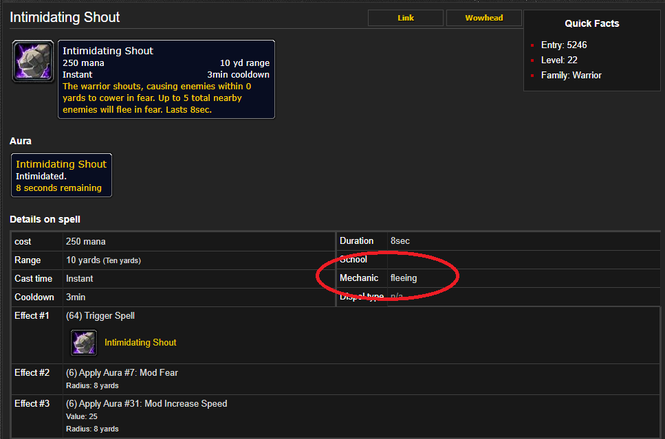 [Spell][Warrior] Intimidating Shout don't share diminishing returns ...