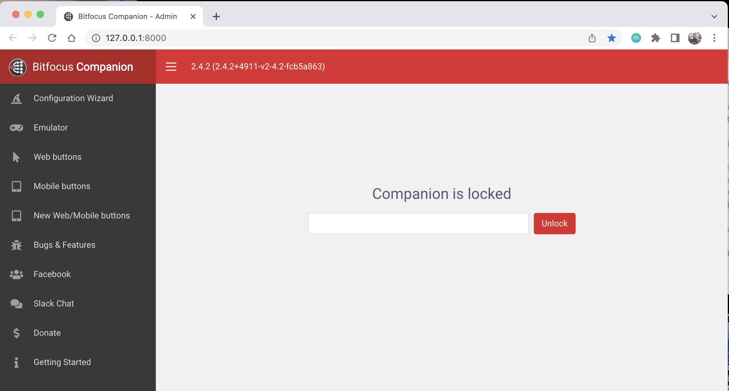 Unable to "Unlock" Companion. See info below[BUG] · Issue #2395 · bitfocus/companion · GitHub