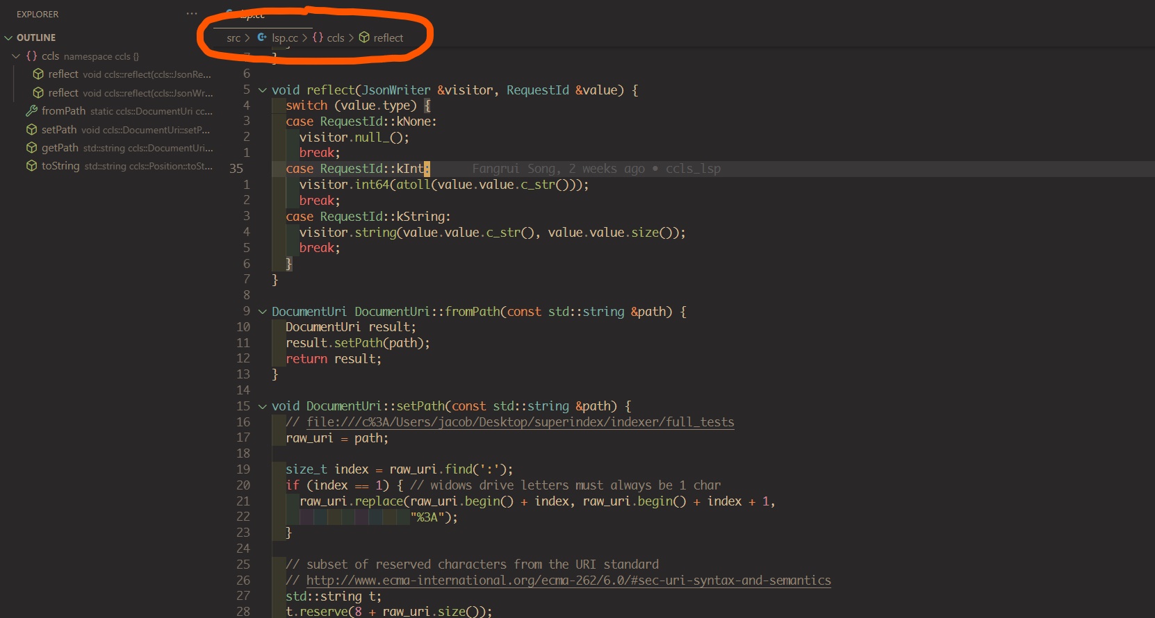 Methods Name Doesnt Display Properly In Vscodes Breadcrumbs · Issue
