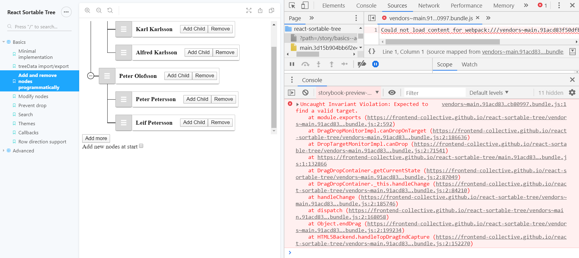 Dropping parent node to its child throws an error (even in storybook) · Issue #686 · frontend ...