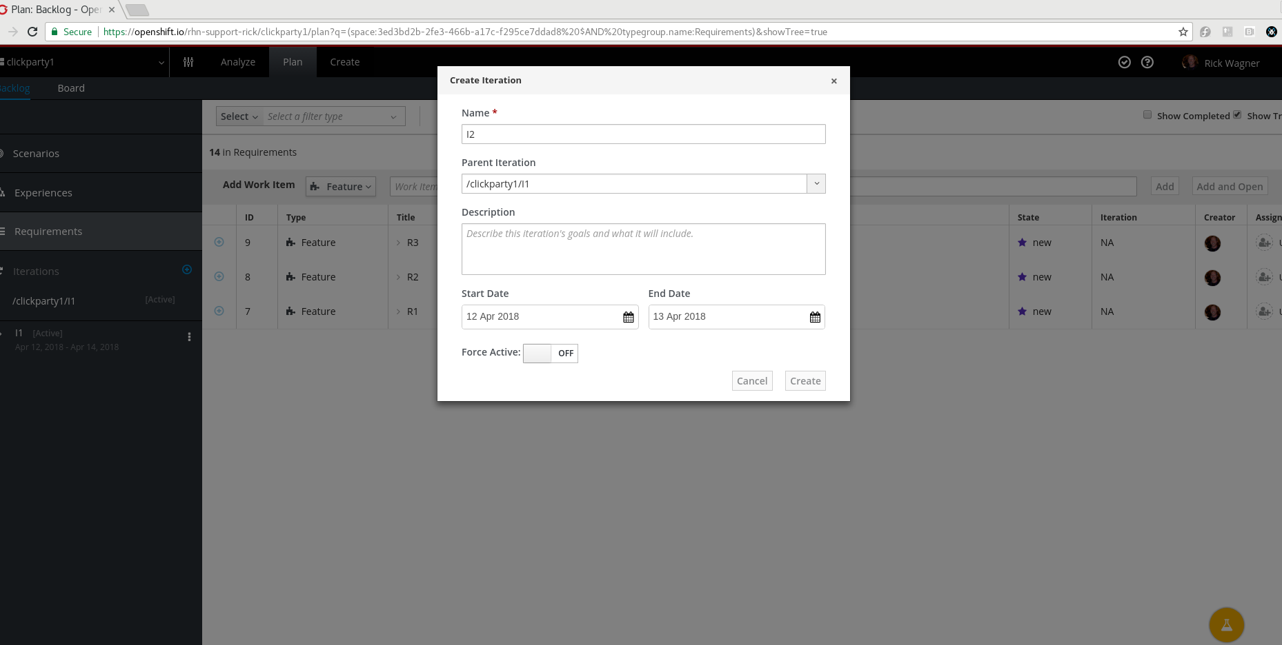 Planner 'New Iteration' dialogue box doesn't provide completion button · Issue #3099 ...