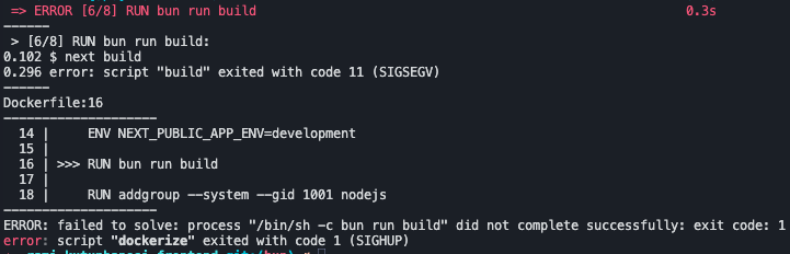 Bun + Nextjs + Docker: Incomplete .next build output in docker, but works fine locally · Issue ...