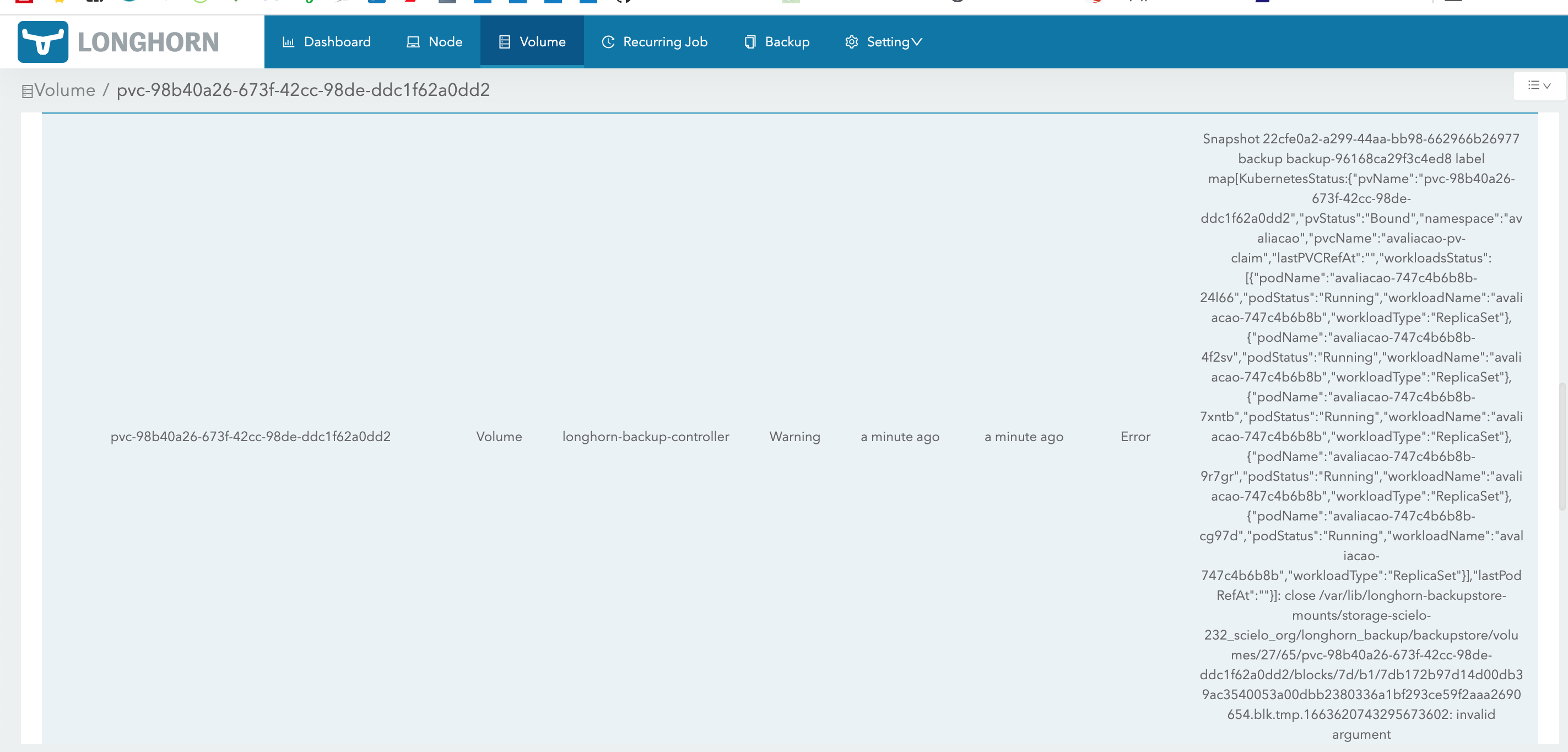 [BUG] Longhorn Backup Error 1.3.1 · Issue #4584 · longhorn/longhorn ...