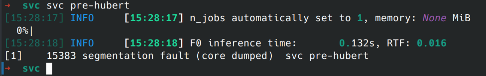 segmentation fault (core dumped) svc pre-hubert · Issue #388 · voicepaw/so-vits-svc-fork · GitHub