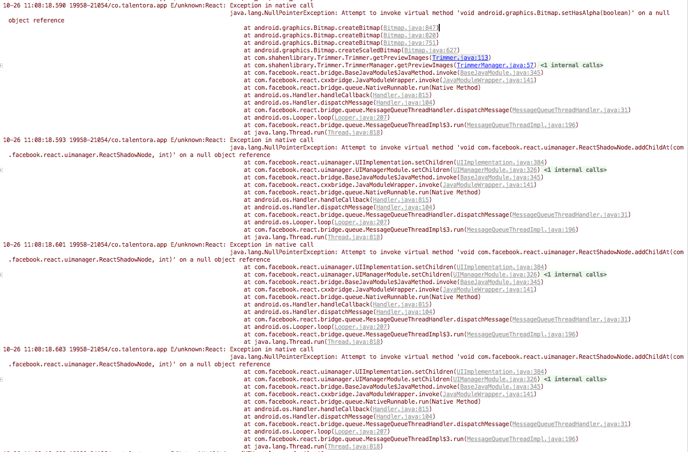 Attempt to invoke virtual method 'void android.graphics.Bitmap.setHasAlpha(boolean)' on a null ...