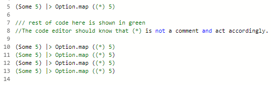 F# syntax highlighting issue with (*) · Issue #688 · microsoft/monaco-editor · GitHub