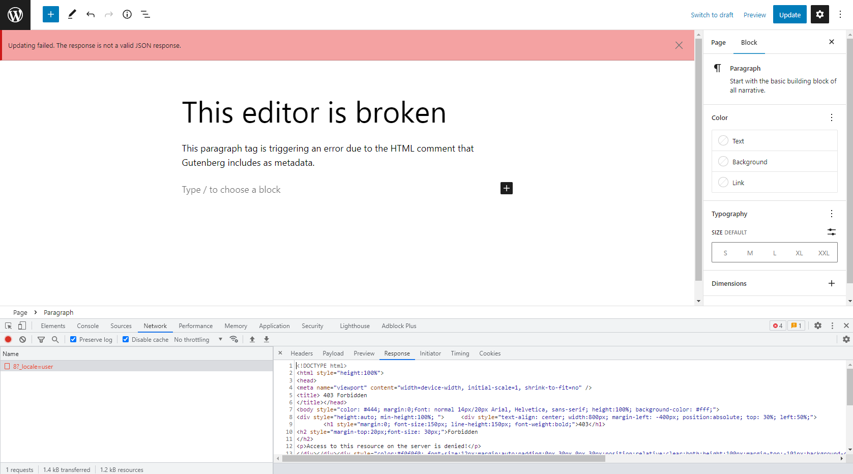 Gutenberg's update payload clashes with a common ModSecurity rule, including on Namecheap ...