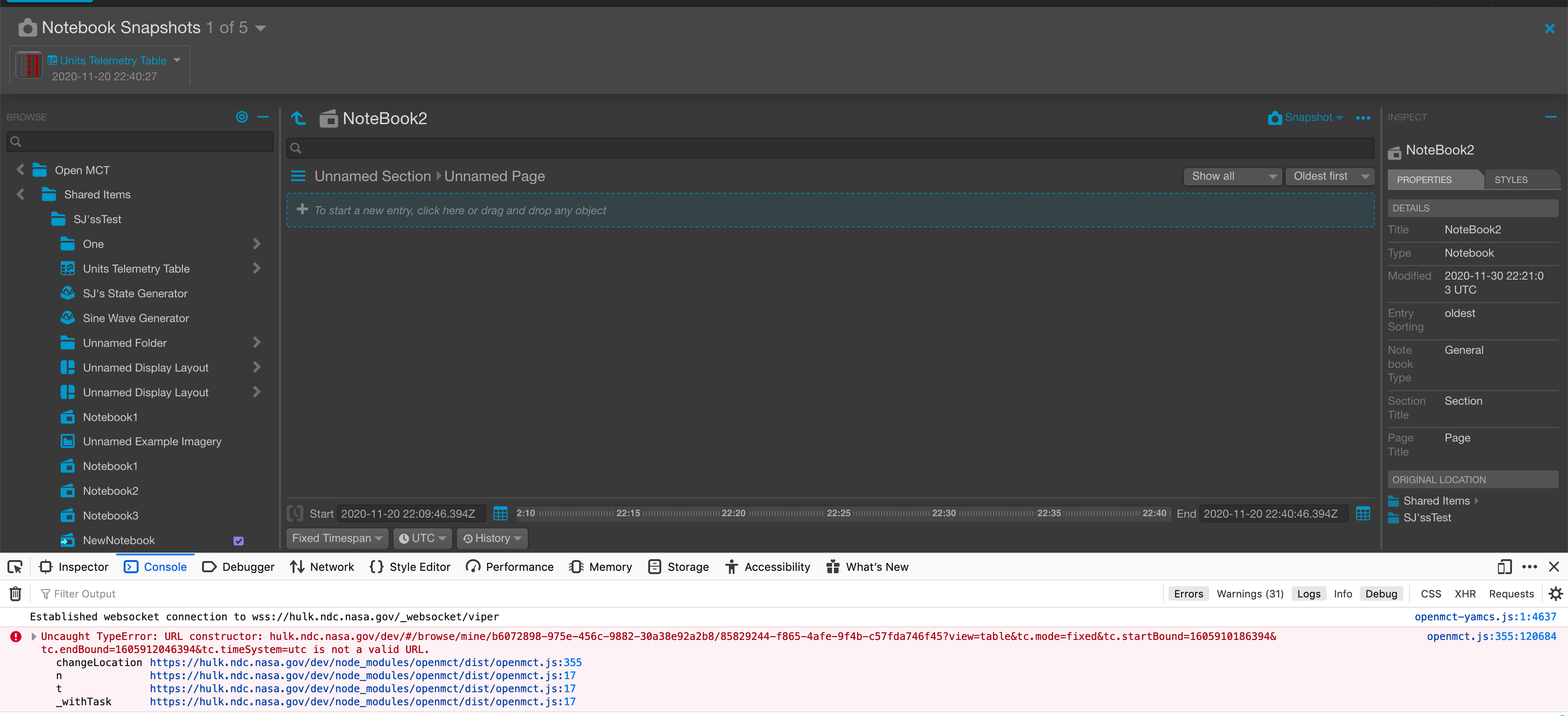 Navigating To A Notebook Snapshot Not Working · Issue 3538 · Nasaopenmct · Github