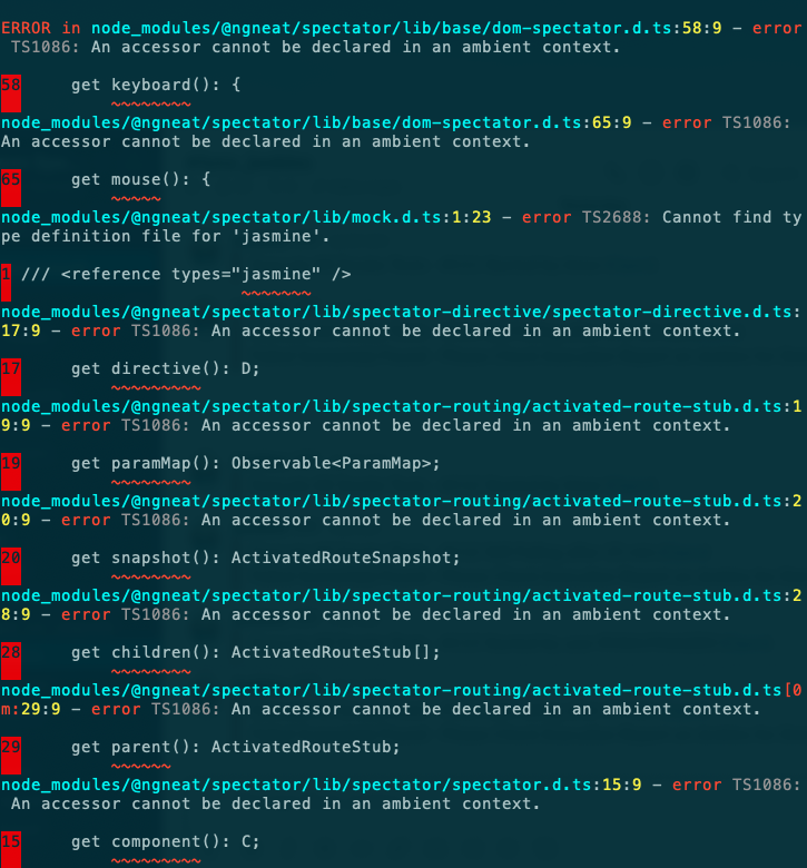 Ng Serve Produces - Error: An accessor cannot be declared in an ambient context