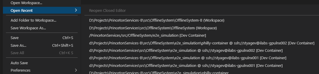 Missing info from the "Recent Workspaces and Folders" section in the taskbar context menu ...