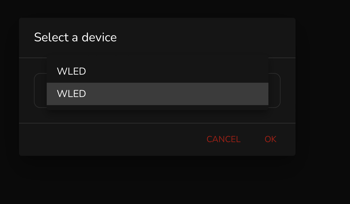 [Bug]: WLED Device Names not updating in "Select a device" menu when adding virtual · Issue #136 ...