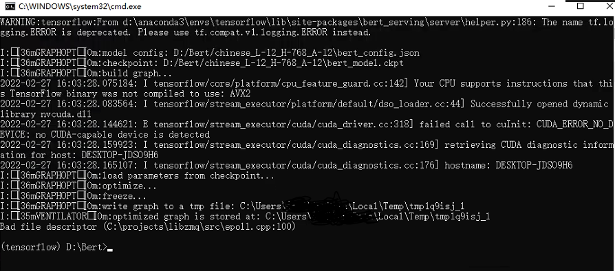Execute the command "bert-serving-start" to prompt "Bad file descriptor" · Issue #650 · jina-ai ...