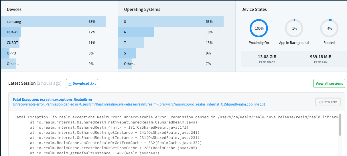 Permission Denied In Src Main Cpp Io Realm Internal Sharedrealm Cpp Line 101 On Huawei P8 And