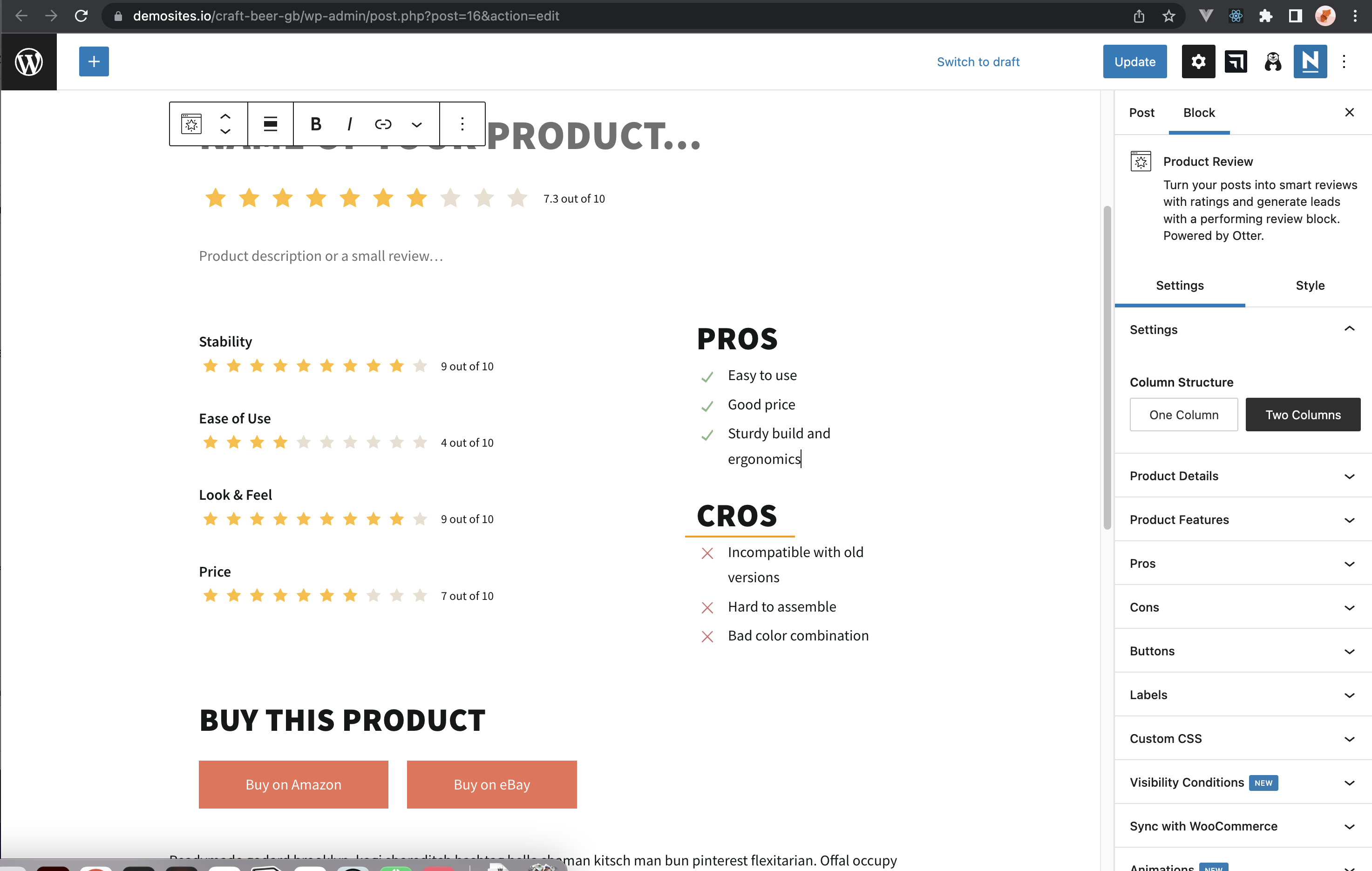 CROS instead of Cons on the Product Review Block · Issue #1267 · Codeinwp/otter-blocks · GitHub