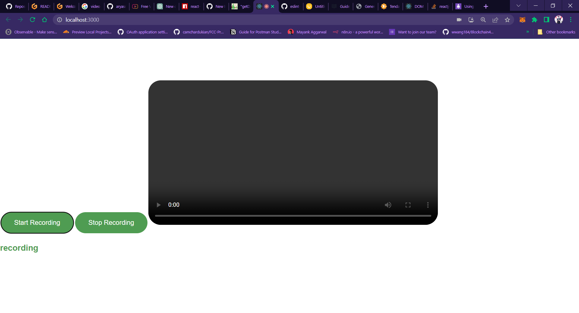 Start Play Button Doesn T Show Video On Screen While Recoding · Issue 126 · Deltacircuit React
